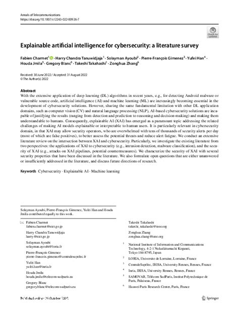 (PDF) Explainable artificial intelligence for cybersecurity: a ...
