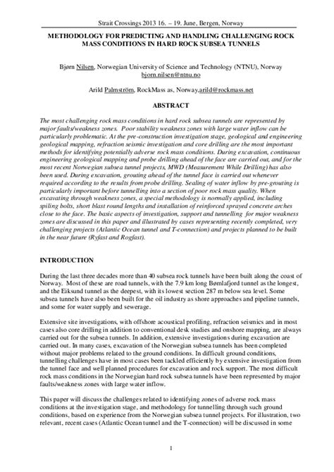 Pdf Methodology For Predicting And Handling Challenging Rock Mass Conditions In Hard Rock