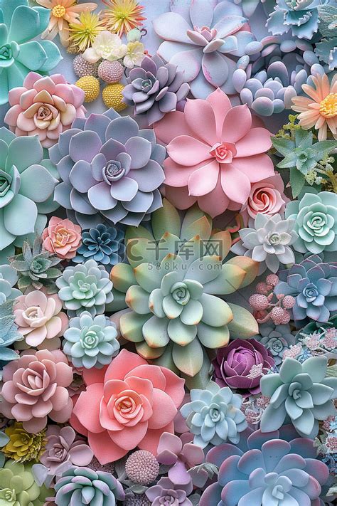 の五彩花朵立体描绘摄影照片高清摄影大图 千库网