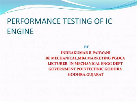 Performance Testing Of Ic Engine Ppt