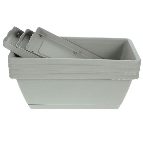 Mlins Light Grey Plastic Planters For Outdoor Plants With Drainage