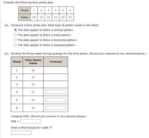 Consider The Following Time Series Data A