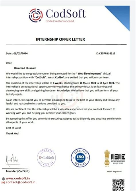 Hammad Hussain On Linkedin Codsoft Codsoftinternship Codsoftjourney