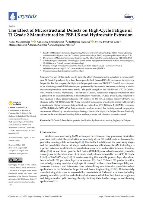 Pdf The Effect Of Microstructural Defects On High Cycle Fatigue Of Ti Grade 2 Manufactured By