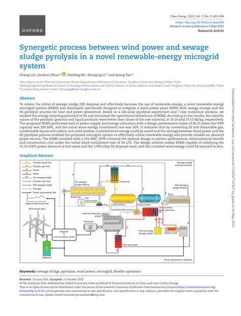 Pdf Synergetic Process Between Wind Power And Sewage Sludge Pyrolysis