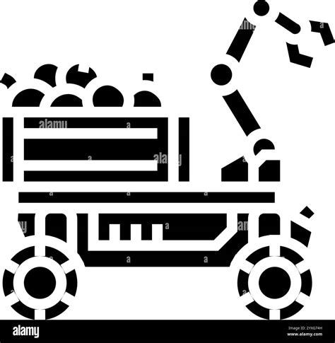 Fruit Picker Robot Harvests Glyph Icon Vector Illustration Stock Vector