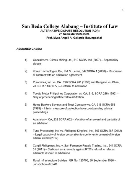 Adr Assigned Cases Pdf