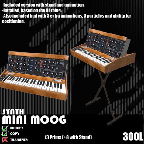Second Life Marketplace Detailed Synthesizer Mini Moog With Stands Animations Hud