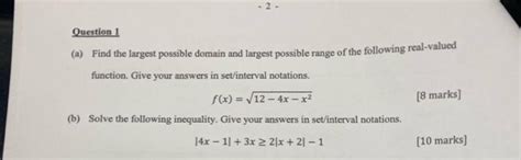 solved a find the largest possible domain and largest