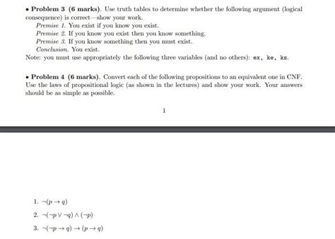 solved problem 3 6 marks use truth tables to determine