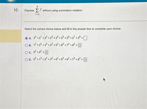 solved express ∑i 08i2 ﻿without using summation