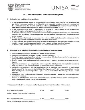 Fillable Online Unisa Ac Declaration And Credit Check Consent Form Unisa Ac Fax Email Print