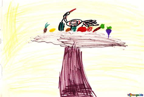 Дитячий малюнок фрукти на столі безкоштовна картинка № 42734