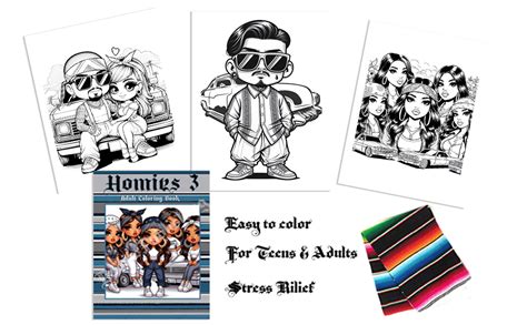 Homies Adult Coloring Book Teens And Adults Stress Relief