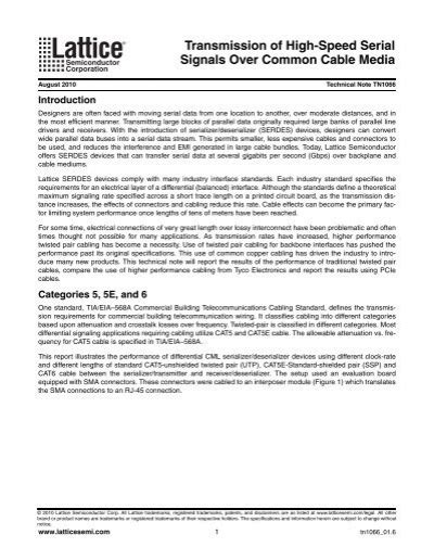 Transmission Of High Speed Serial Signals Over Common EEWeb