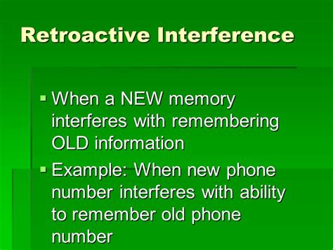 Interference Memory Examples 12 Proactive And Retroactive Interference