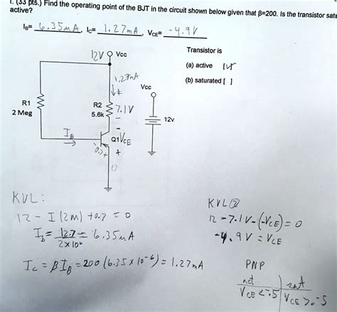 1 33 Pts Find The Operating Point Of The Bjt In The Circuit Shown