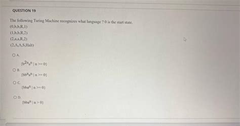 solved question 19 the following turing machine recognizes