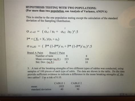 Solved Hypothesis Testing With Two Populations For More