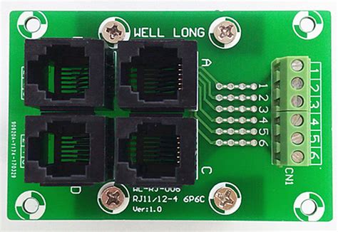 Rj11 Rj12 6p6c 4 Way Buss Terminal Block Din Rail Breakout Board — Pmd Way