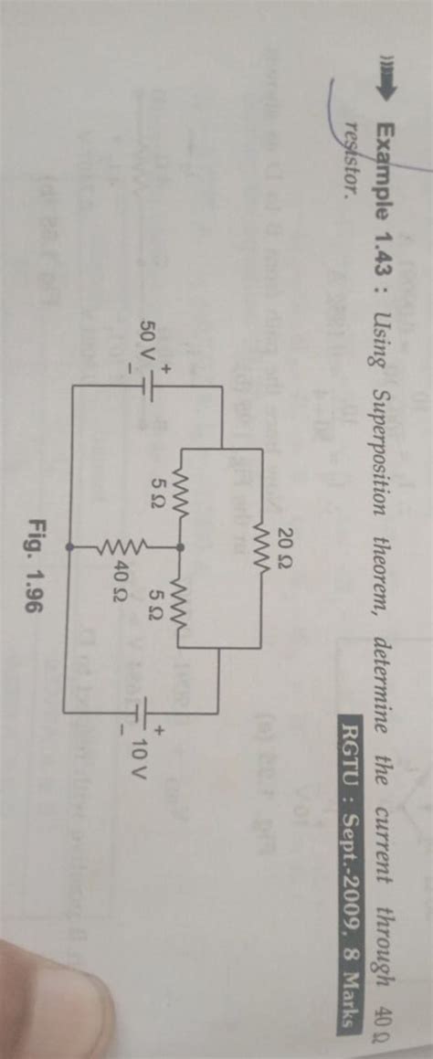 m example 1 43 using superposition theorem determine the current throug