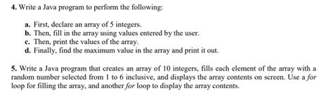 Solved 4 Write A Java Program To Perform The Following A