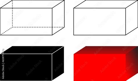 Outline Silhouette 3d Rectangular Cuboid Set Stock Vector Adobe Stock