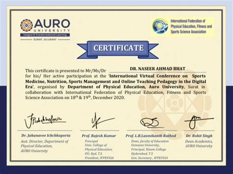 Naseer Bhat On Linkedin Presented My Paper Two Days International Virtual Conference On Sports…