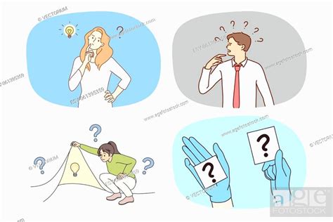 set of diverse people with question marks think consider problem