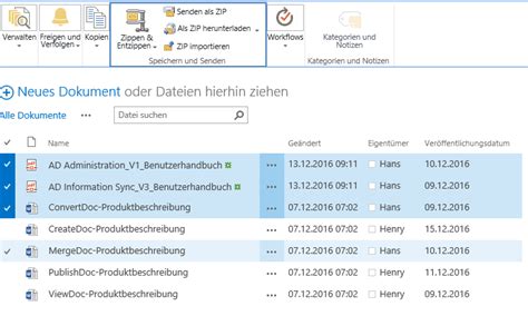 Zip Und Entpacken Sie Mehrere Dokumente In Der Sharepoint Library