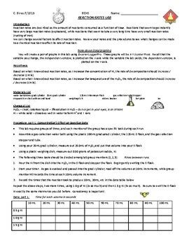 Reaction Rates Kinetics Lab EDITABLE Key Included W Pdfs TPT
