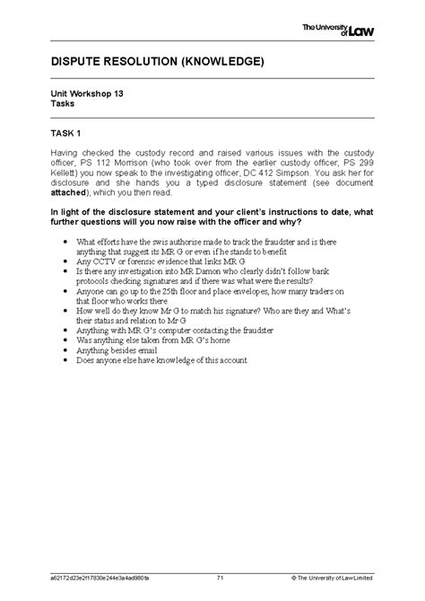 2324 Dis Ws13 Ce02 Task Task DISPUTE RESOLUTION KNOWLEDGE Unit Workshop 13 Tasks TASK 1