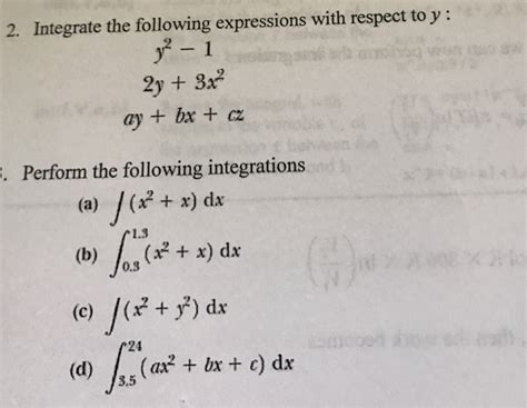 solved integrate the following expressions with respect to
