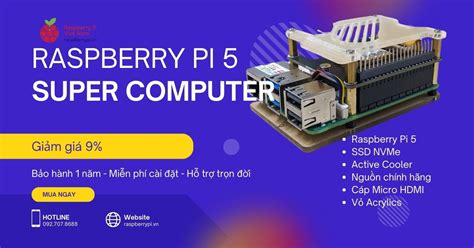 Raspberry Pi 5 Super Computer Kit Miễn Phí Cài Hệ điều Hành