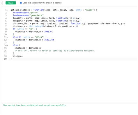 calculating a distance between two locations with geosphere package