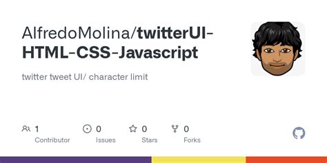 GitHub AlfredoMolina TwitterUI HTML CSS Javascript Twitter Tweet UI Character Limit