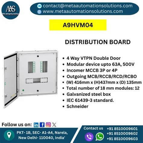 Three Phase Double Door Schneider A9hvm04 Acti9 Vtpn Db 4 Ways Modular