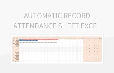 Automatic Record Attendance Sheet Excel Excel Template And Google Sheets File For Free Download