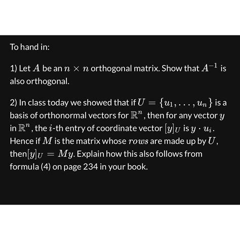Solved To Hand Inlet A ﻿be An N×n ﻿orthogonal Matrix Show