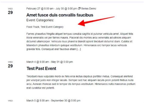 How To Show Event Categories For Each Event In The List View