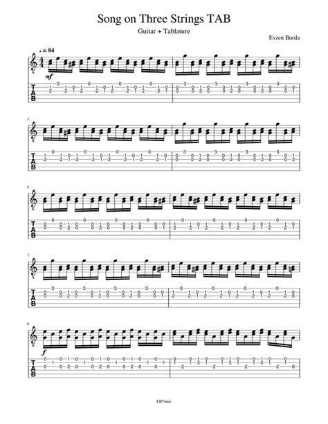 Song On Three Strings Tab Sheet Music For Guitar Solo