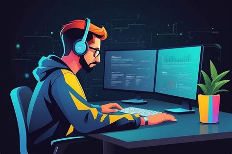 Premium Photo Coding Enthusiast Virtual Hackathon Adventure Flat