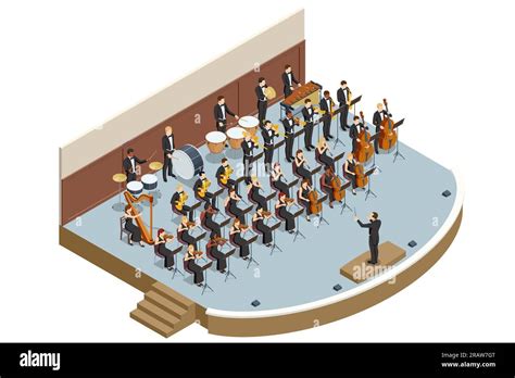 isometric symphony orchestra symphonic string orchestra performing on