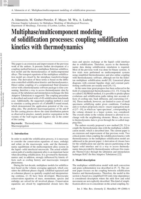 Pdf Multiphasemulticomponent Modeling Of Solidification Processes