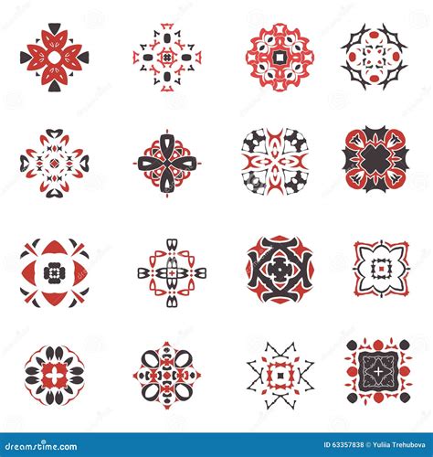 Abstract Geometric Icon Set Vector Ornamental Arabic Style Symbols Stock Vector Illustration