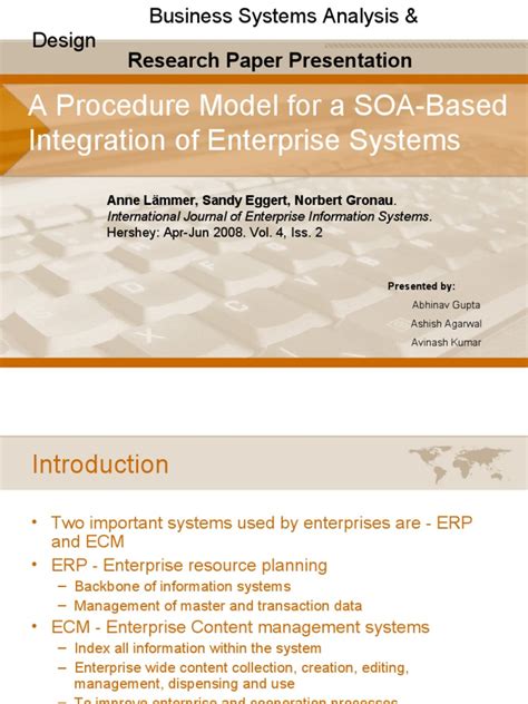 A Procedure Model For A Soa Based Integration Of Enterprise Systems Pdf Business Service
