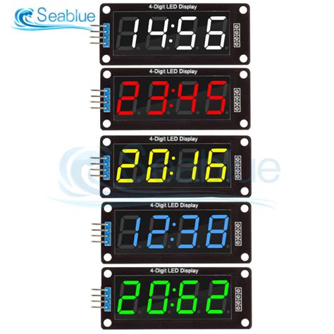 056 Inch 4 Digit 7 Segments Digital Tube Clock Module Double Dots Blue