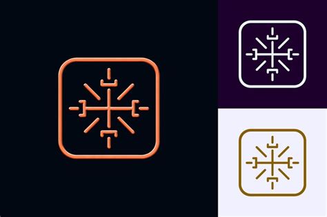 Align Center Icon With A Few Lines Outline And A Small Arrow Abstract Minimalist Icon Designs