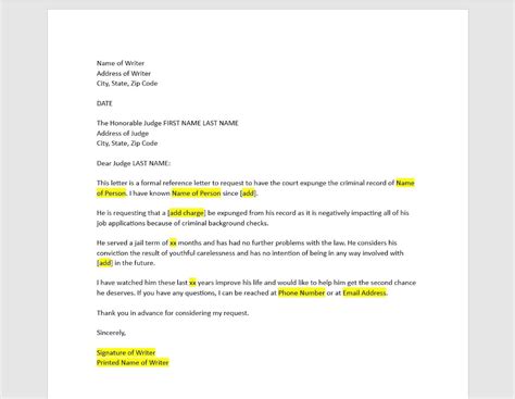 Dear Judge Sample Letter Character