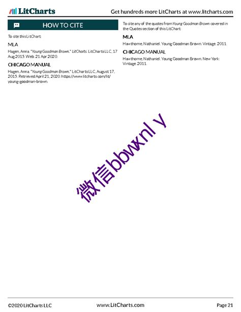Young Goodman Brown Lit Chart 21 To Cite This Litchart Mlamla Hagen Anna Young Goodman